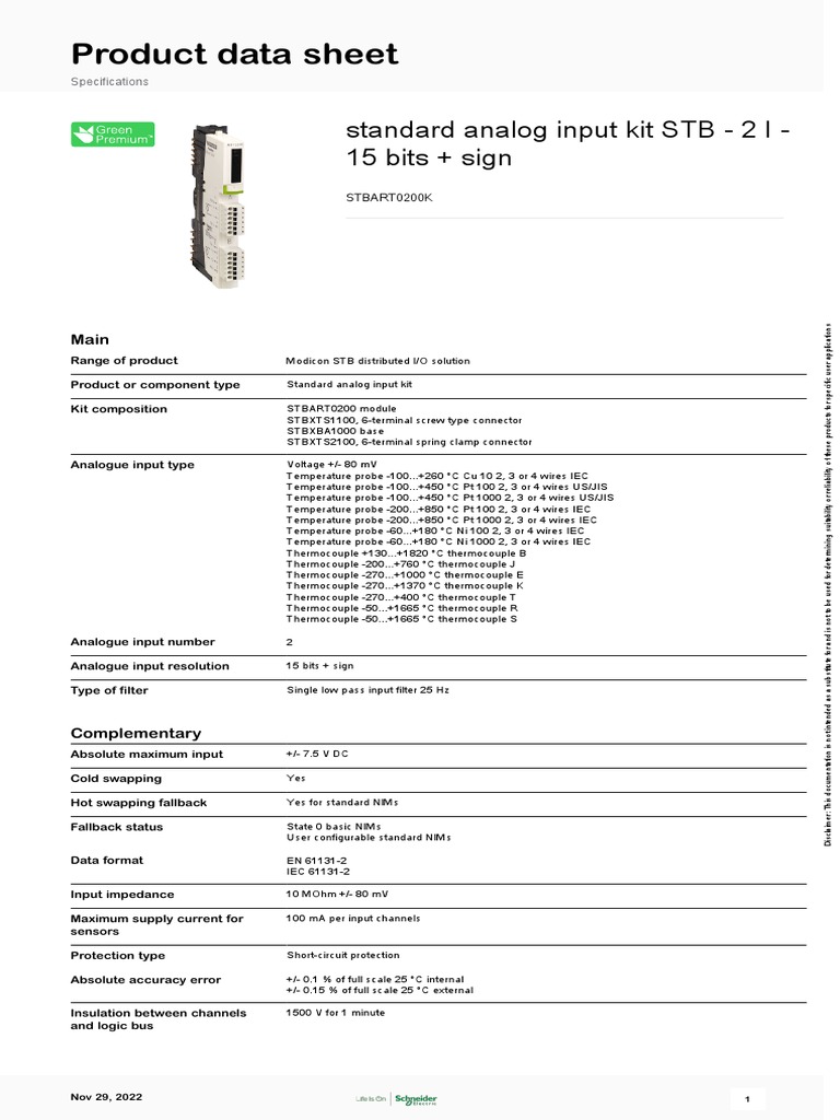 Modicon STB Stbart0200k | PDF | Thermocouple | Electrical Engineering