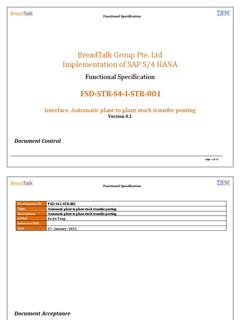 FSD S4 STR I STR 001 Stock Transfer Interface | PDF | Specification (Technical Standard ...