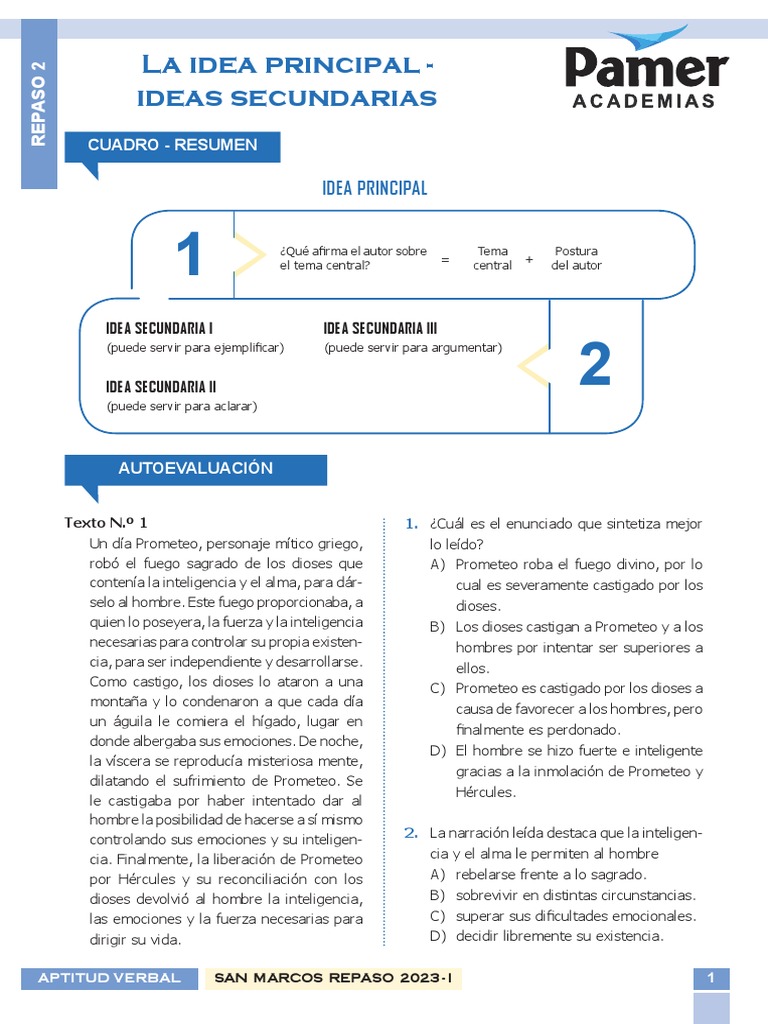 AV - R2 - La Idea Principal - Ideas Secundarias | PDF | Teoría | Prometeo