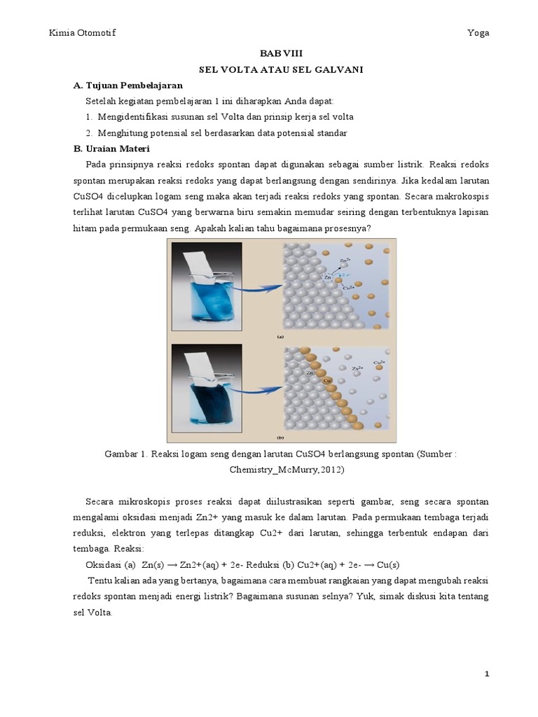 Bab Viii Sel Volta Atau Sel Galvani | PDF