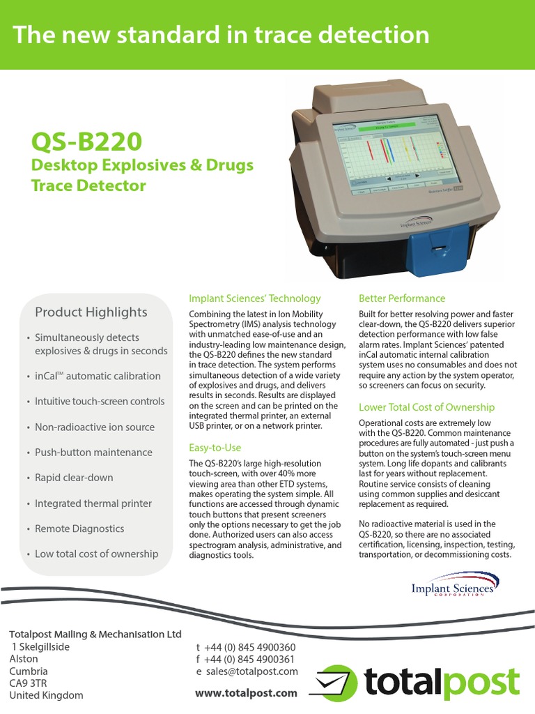 The New Standard in Trace Detection: Desktop Explosives & Drugs Trace Detector | PDF ...