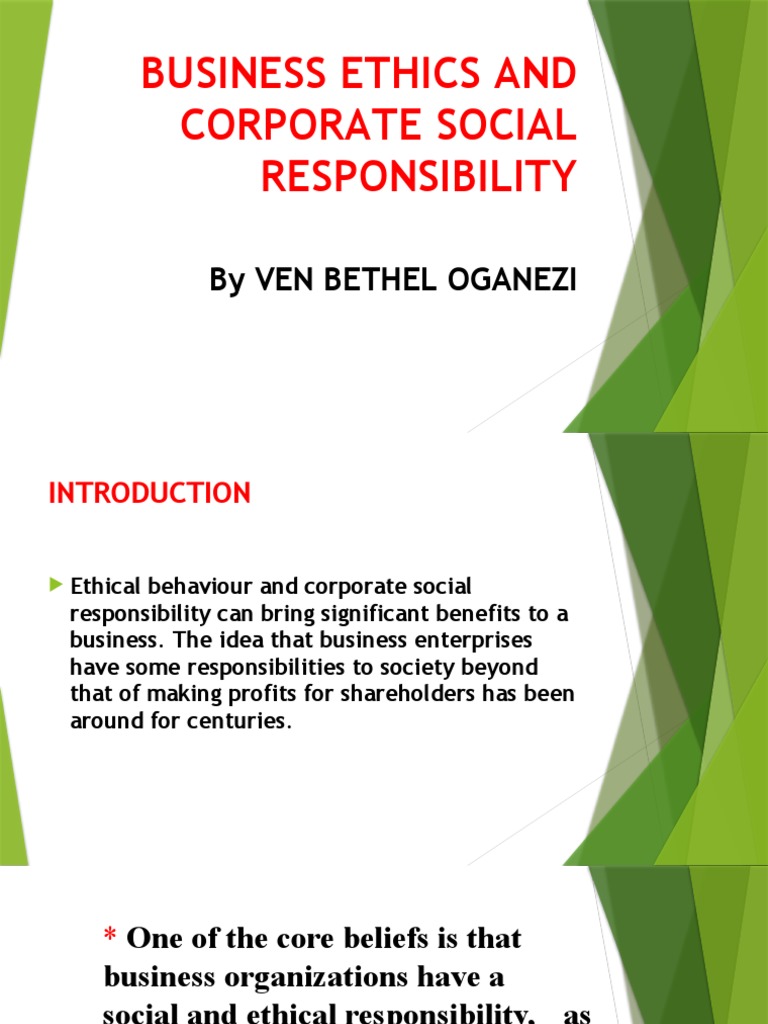 Business Ethics and CSR Overview | PDF | Corporate Social ...