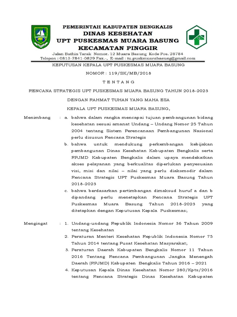 SK Renstra PKM | PDF | Pengelolaan Keuangan & Uang