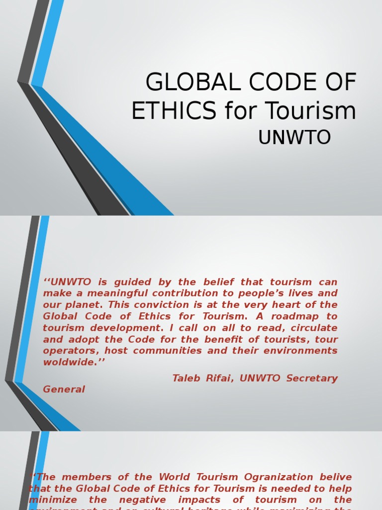 Global Code of Ethics For Tourism | PDF | Tourism | Applied Ethics