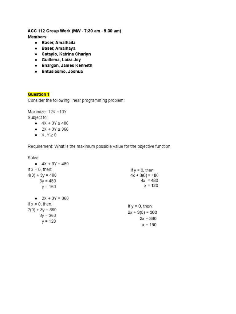 Acc 112 Groupwork | PDF | Linear Programming | Mathematical Optimization