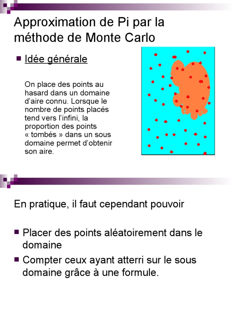 Approximation de Pi Par La Methode de Monte DIAPORAMA | PDF | Pi | Méthode de Monte-Carlo