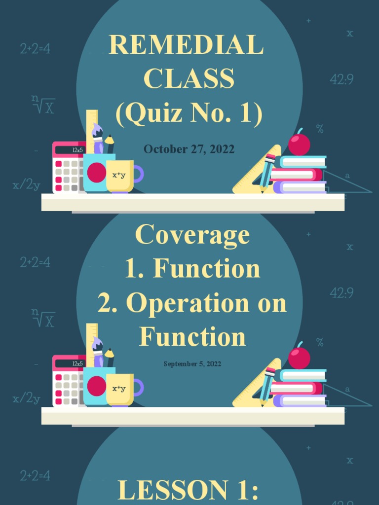 Remedial Quiz No.1 | Download Free PDF | Function (Mathematics) | Equations
