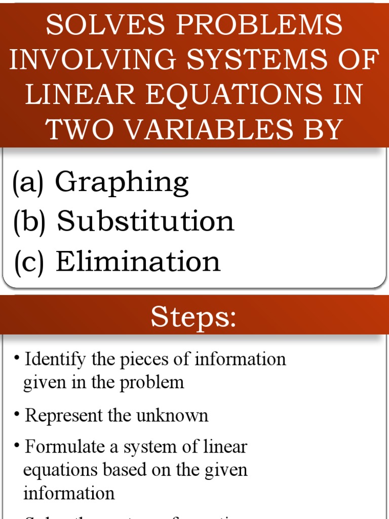 W9 Solving Problems Involving Systems of LE in Two Variables | PDF | Equations | Theoretical ...