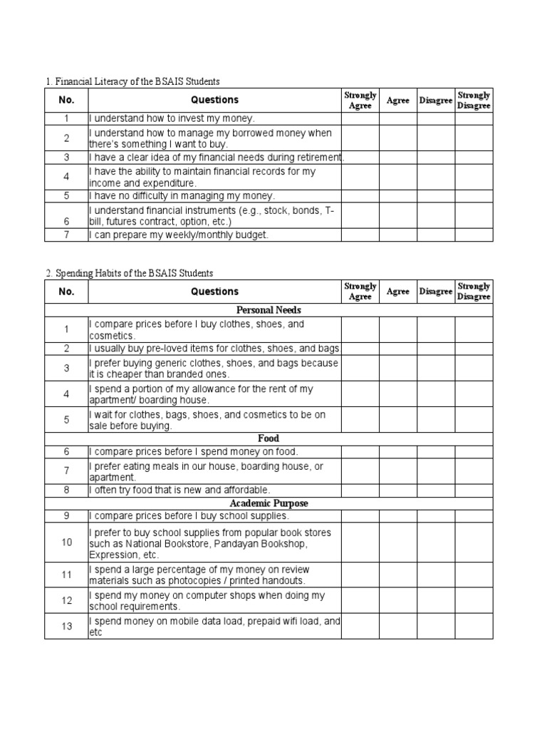 QUESTIONNAIRE | PDF | Money | Economies