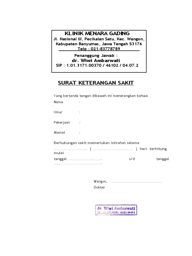 Surat Keterangan Sakit | PDF