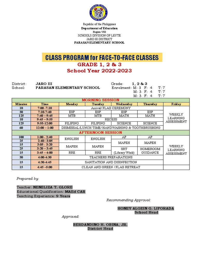 MG Class Program G1,2 & 3 2022-2023 | PDF | Schools