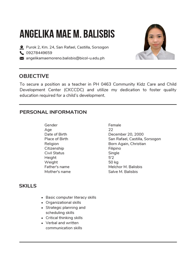 Black and White Simple Office Assistant Resume | PDF