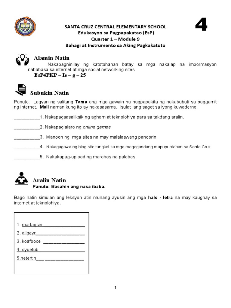 Day 1 Pm Esp4 Q1 Module 9 Docx Esp Jan Pdf