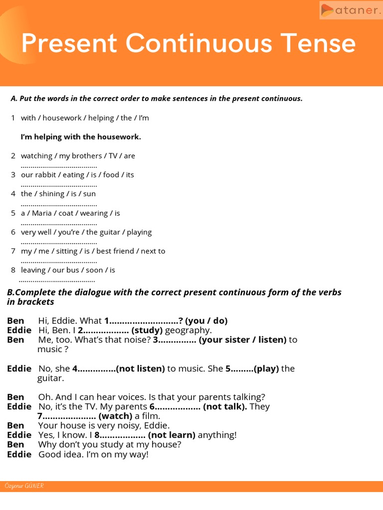 Present Continuous Tense-2 | PDF