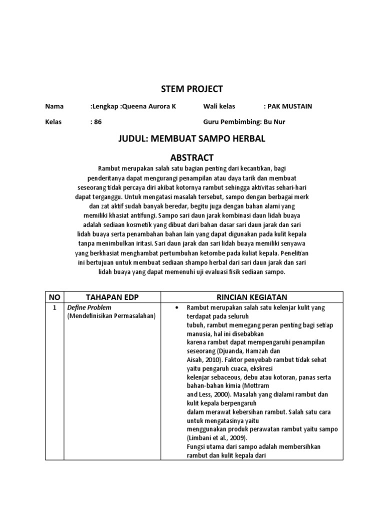Lembar Edp Stem Project Competition | PDF