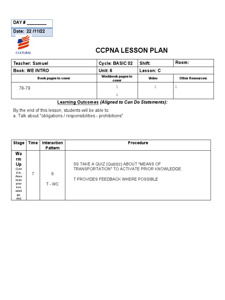 Basic 02 - Unit 6 - Lesson C - Lesson Plan | PDF | Pedagogy ...