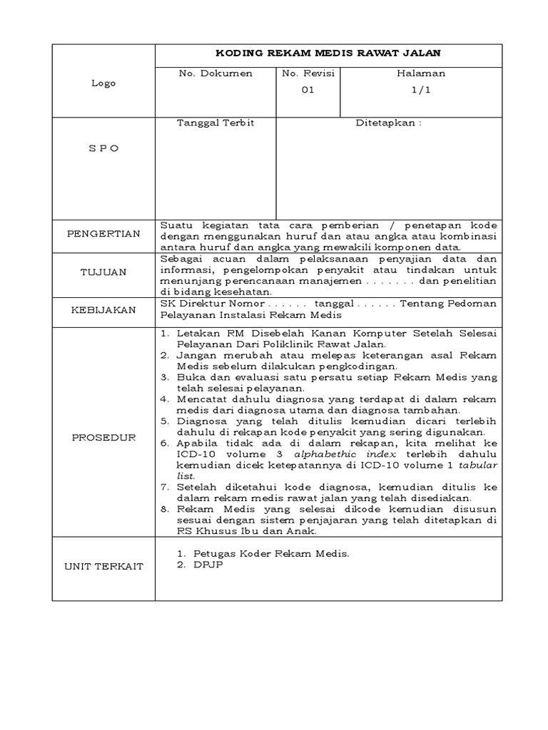 Spo Koding Rekam Medis Rawat Jalan | PDF