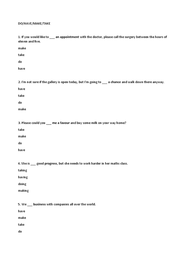 Do Have Make Take Exercise | PDF