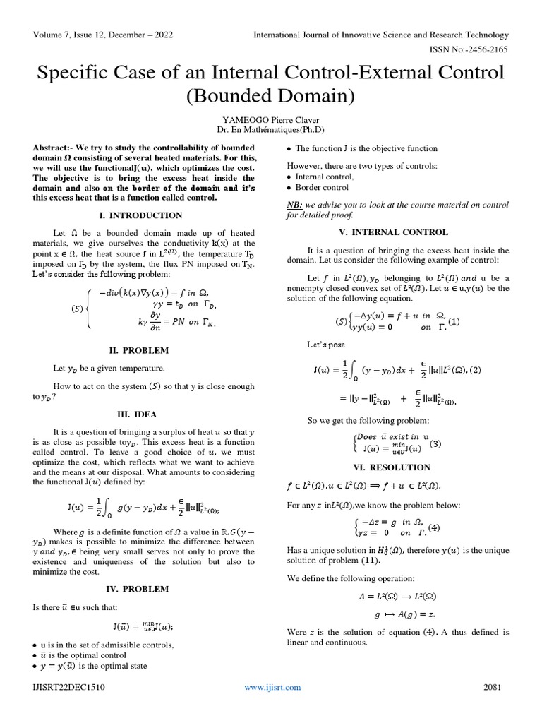 Specific Case of An Internal Control-External Control (Bounded Domain) | PDF | Mathematical ...