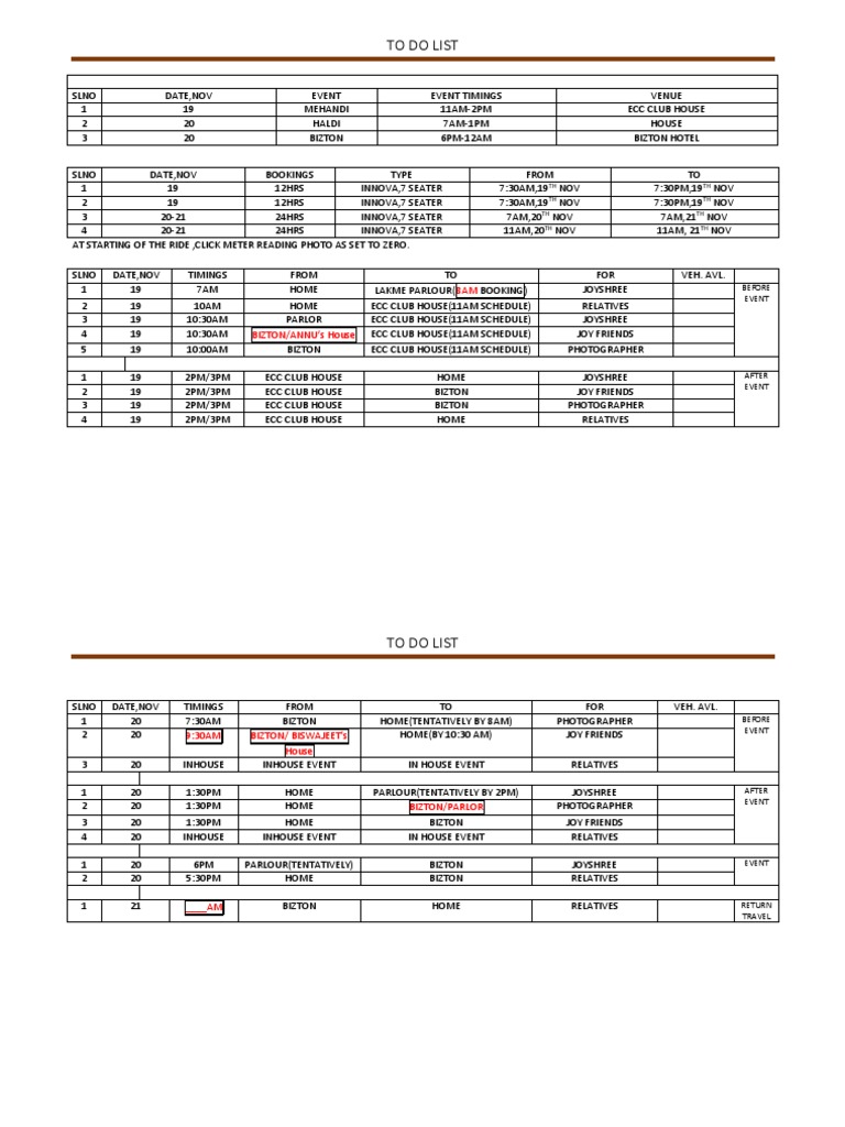 Event Timings | PDF | Room