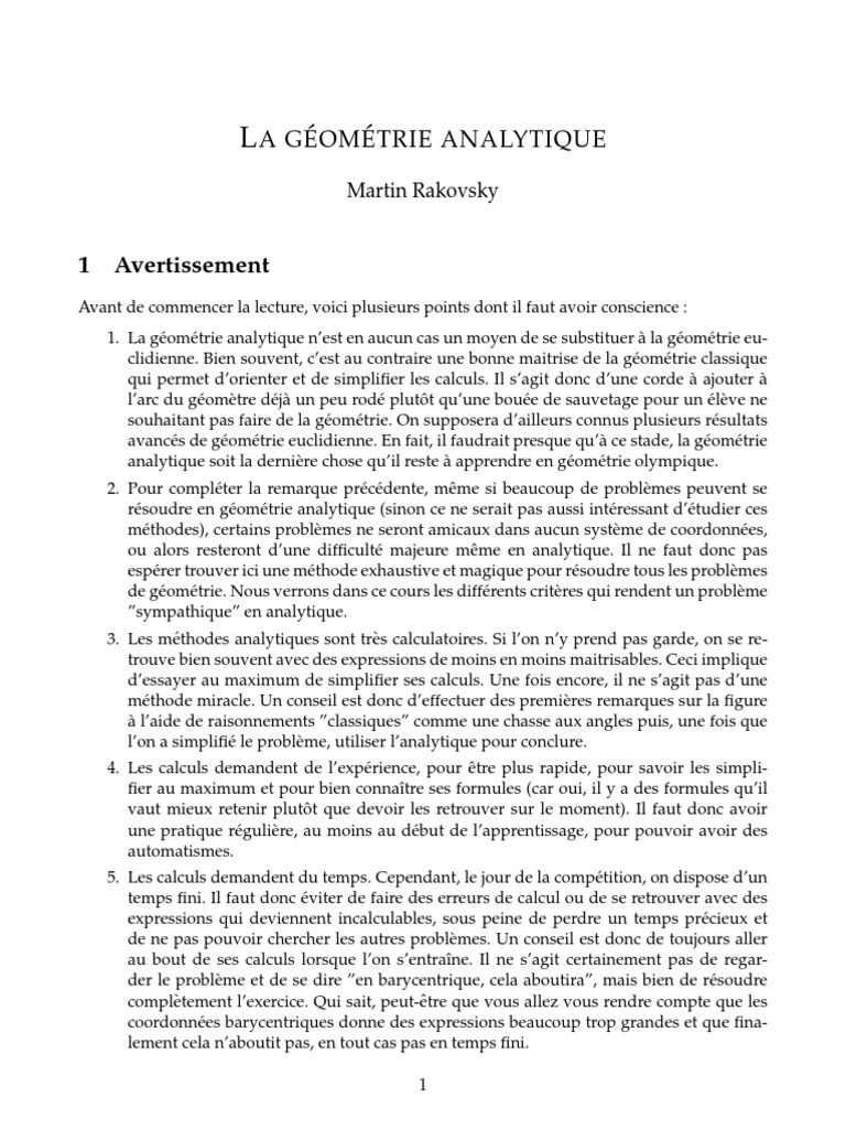 Géométrie Analytique | PDF | Triangle | Déterminant