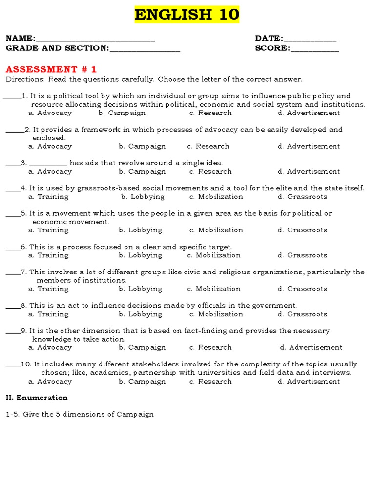 English 10 | PDF | Advertising | Advocacy
