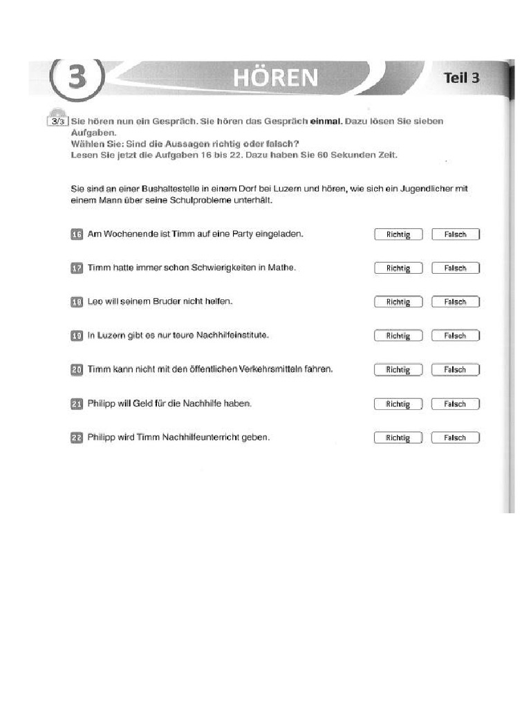 Horen B1 Ubungen | PDF