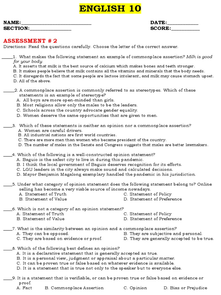 ENGLISH 10 Week 3 | PDF | Bias | Prejudices