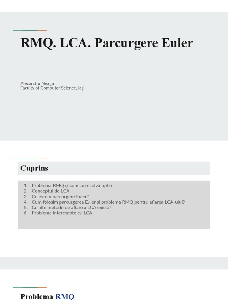 RMQ. LCA. Parcurgere Euler | PDF