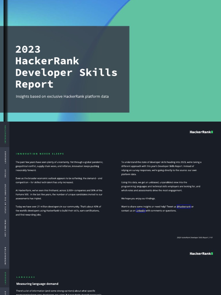 2023 Developer Skills Insights Report | PDF | Index (Economics) | Sql