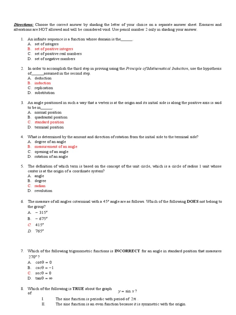 Second Quarter Examination in Precalculus Reviewer PDF | PDF ...