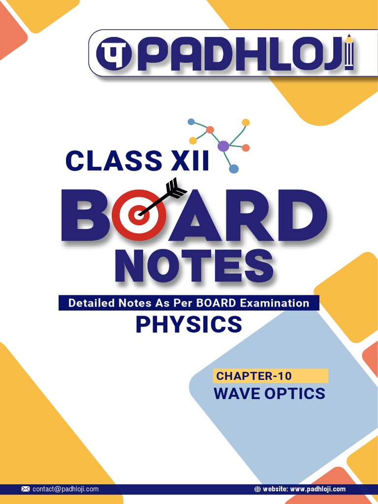 CH 10 Wave Optics | PDF | Diffraction | Angular Resolution