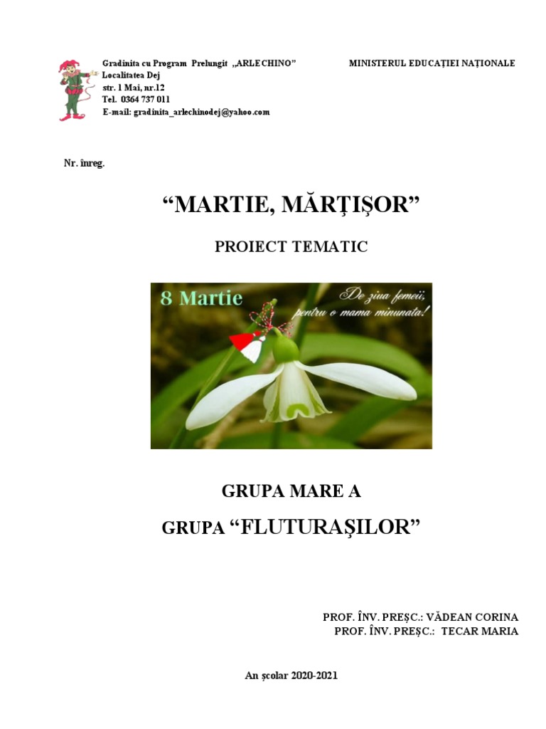 Proiect Tematic Martie Martisor | PDF