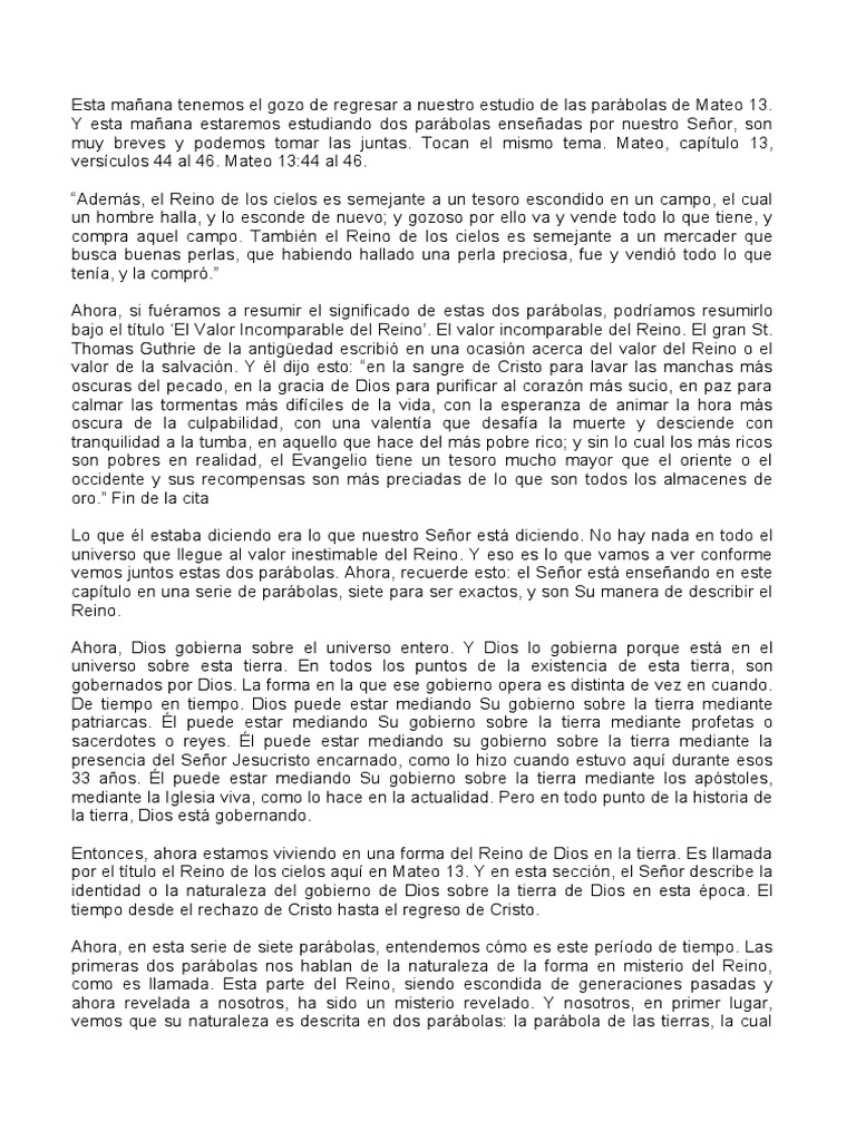 Parábolas de Mateo 13 | PDF | Parábolas de Jesús | Jesús