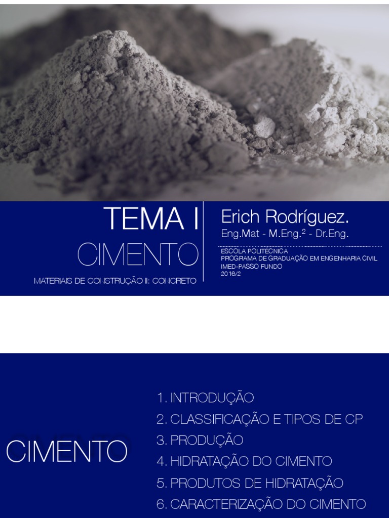 Classificação E Tipos De Cimento Pdf Cimento Concreto