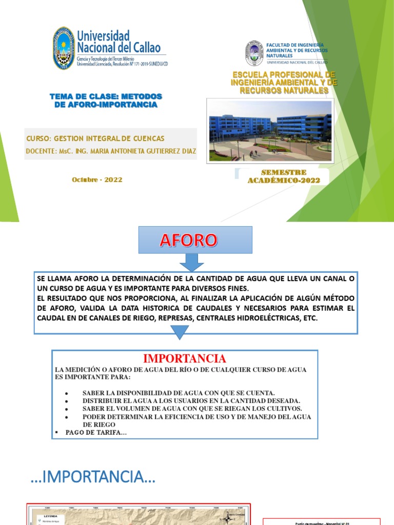Metodos de Aforo - Importancia | PDF | Agua | Riego