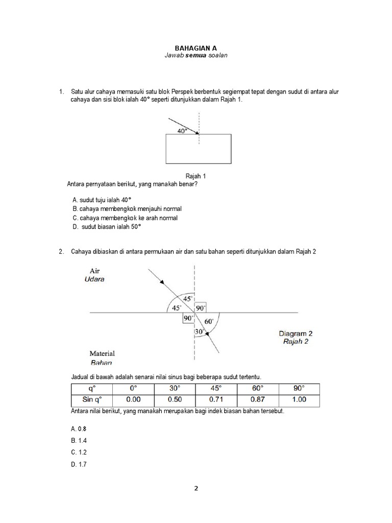 Ujian 1 Fizik Form 5 | PDF