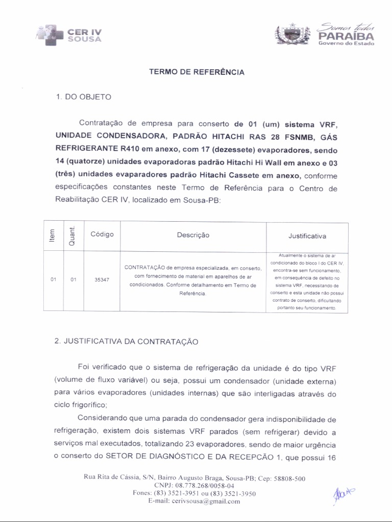 Termo de Referência Conserto Ares | PDF