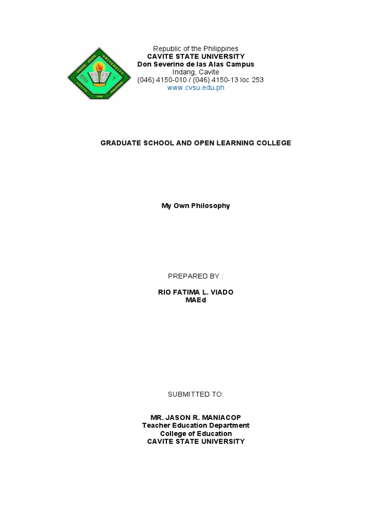 My Own Philosophy | PDF | Teachers | Teaching Method