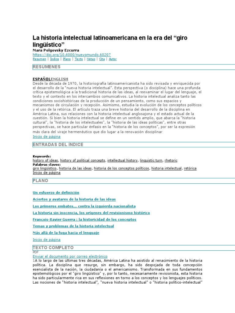 La Historia Intelectual Latinoamericana en La Era Del | PDF | America ...