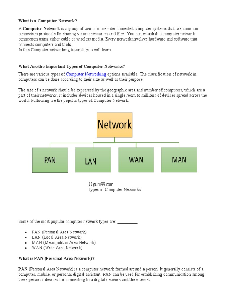Types of Network | PDF | Computer Network | Local Area Network