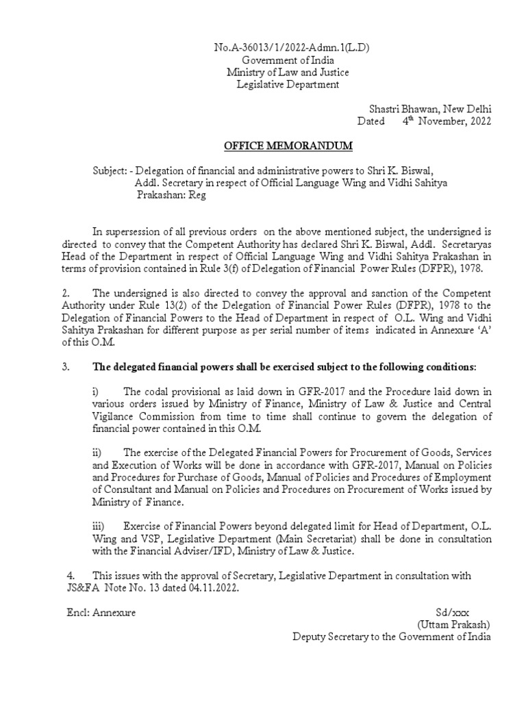 Delegation Financial Powers | PDF | Typewriter | Economies Delegation Financial Powers | PDF | Typewriter | Economies