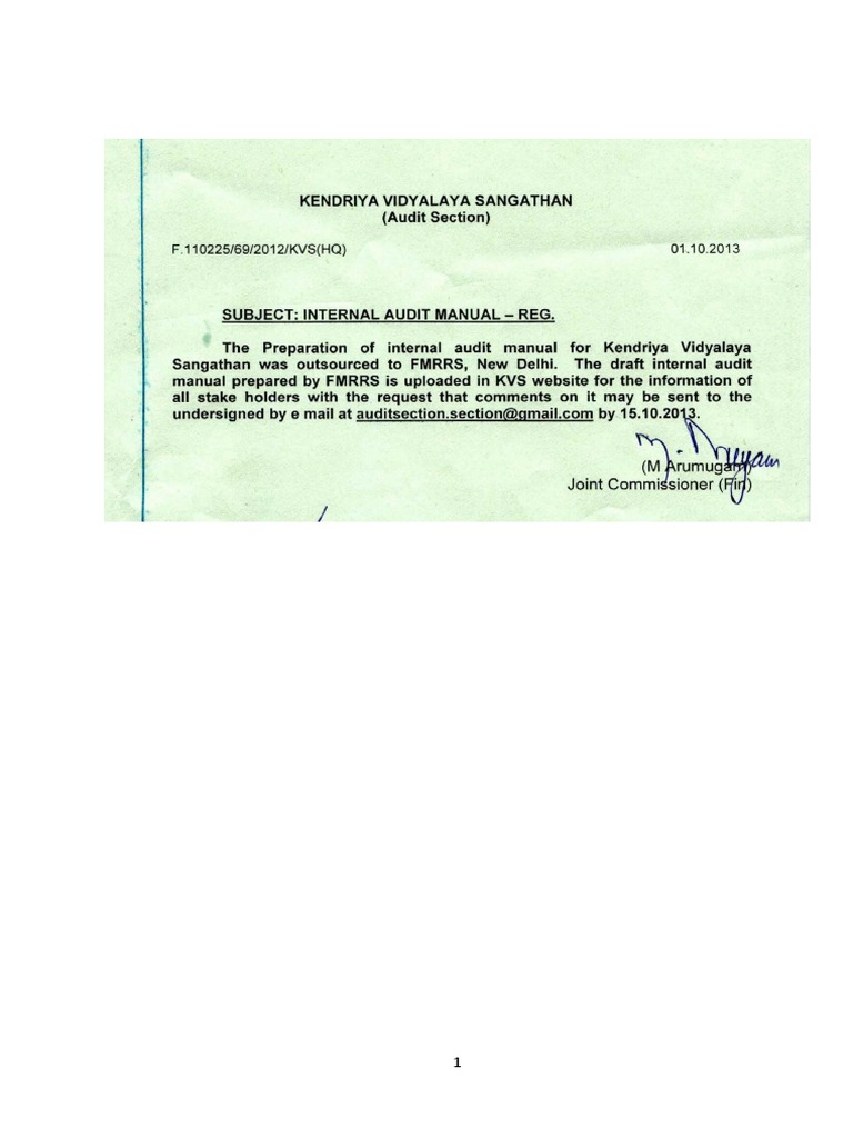 Audit Manual of Kvs | PDF | Audit | Internal Audit