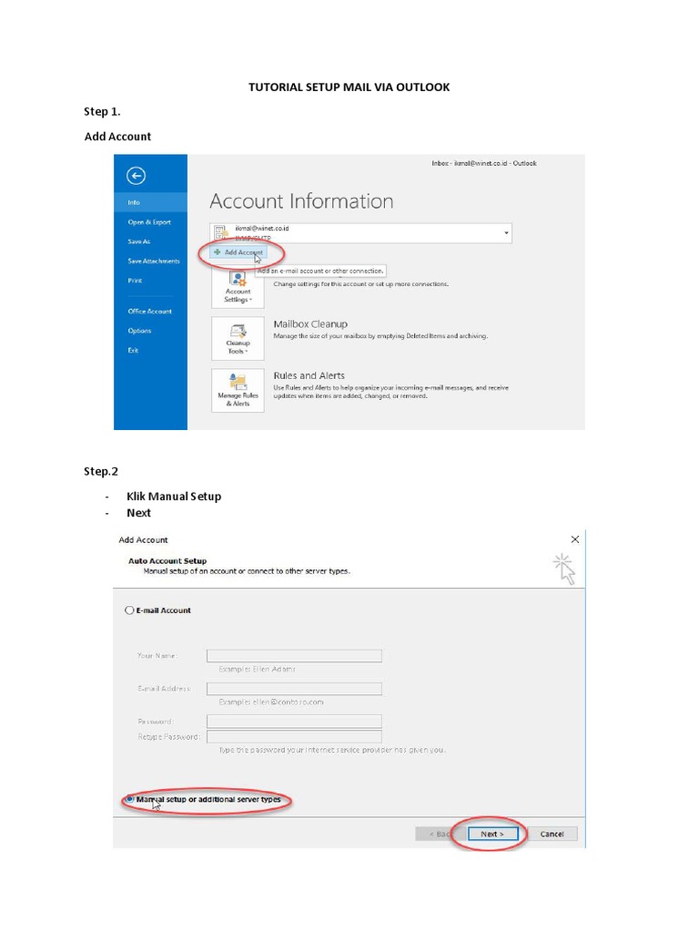 A Step-by-Step Guide to Configuring Email Accounts in Outlook Using POP or IMAP Protocols | PDF