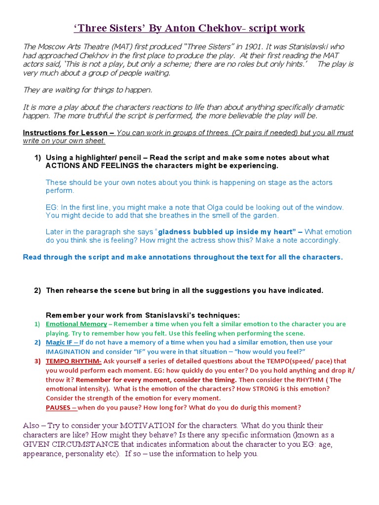 Three Sisters Script Lesson | PDF