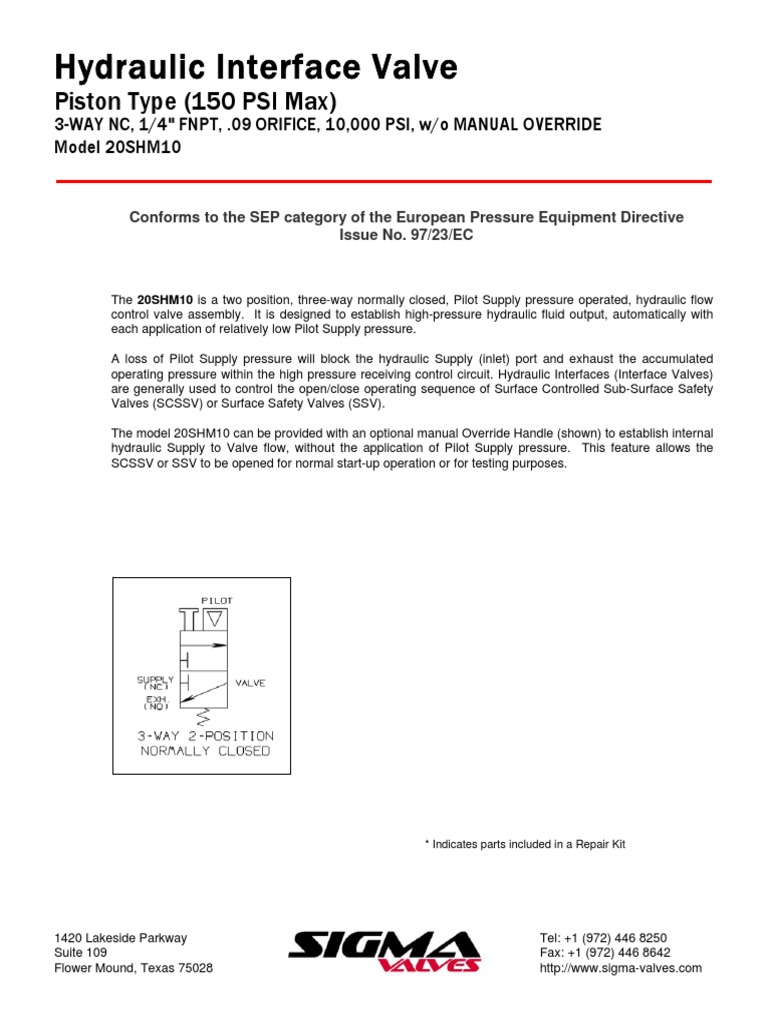 Hyd Int Val 20SHM10 Rev 0110 | PDF | Valve | Manufactured Goods