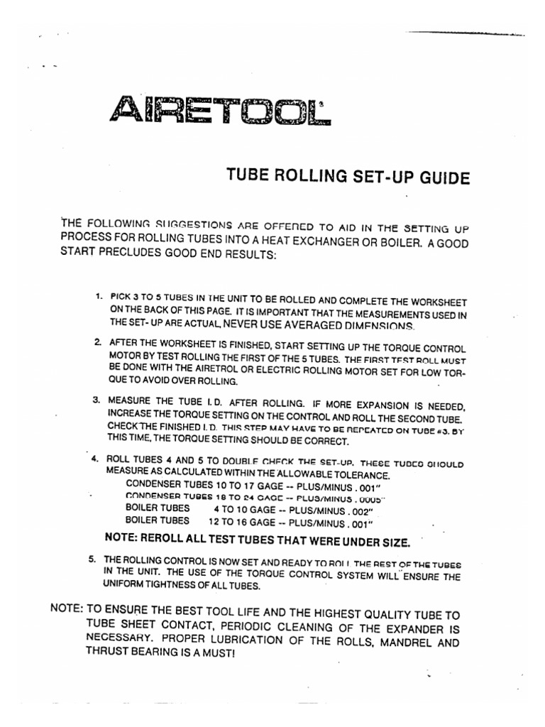 Tube Rolling Setup Guide | PDF
