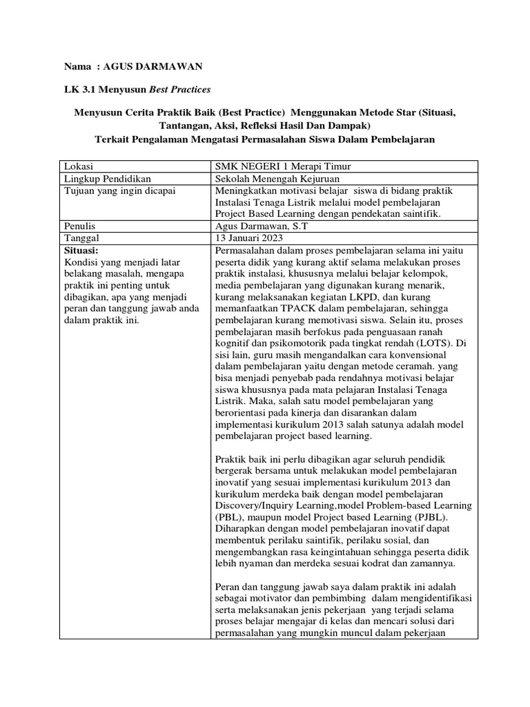 LK 3.1 Agus Darmawan | PDF | Karier & Perkembangan