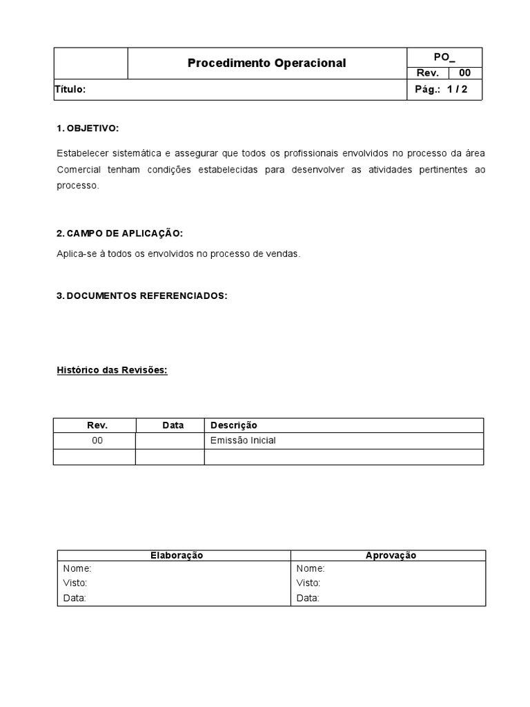 Po - 08 Modelo Procedimento Comercial | PDF