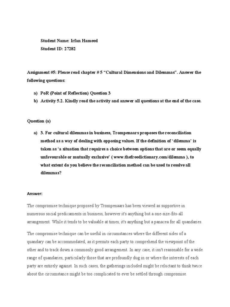 Assignment 5 | PDF | Conflict Resolution | Cognitive Science